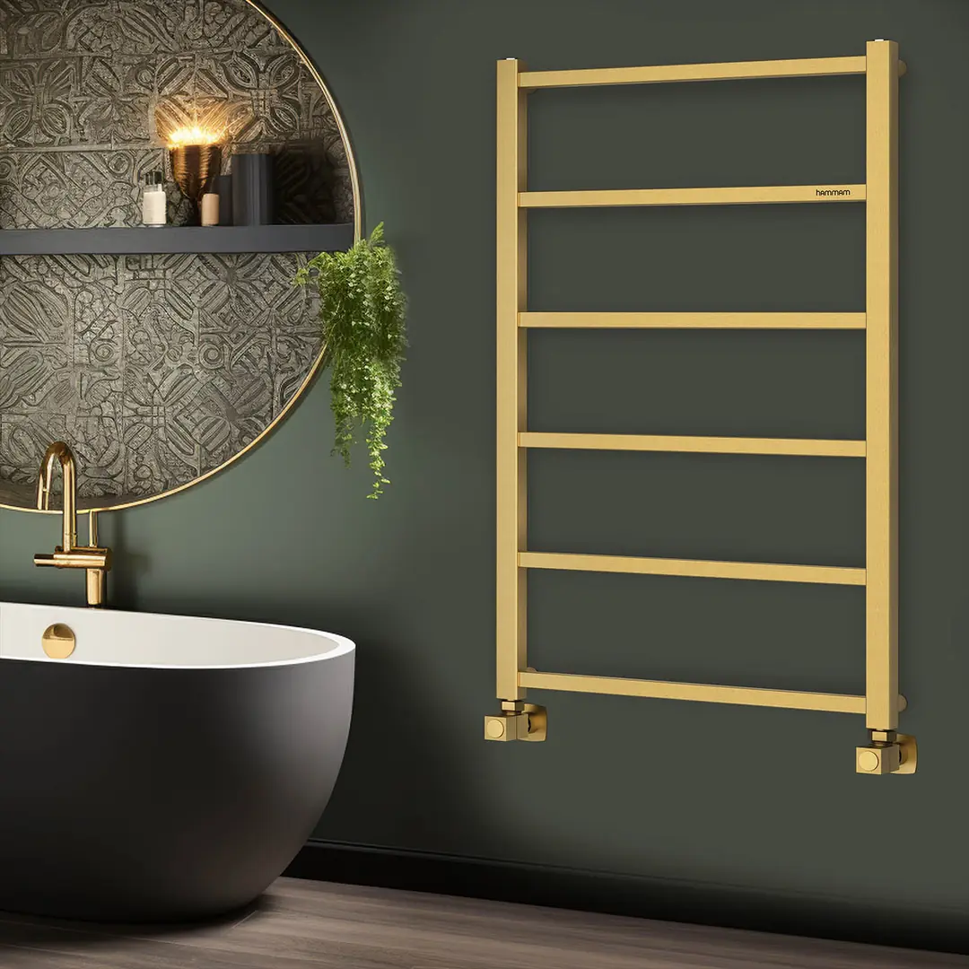 Diva Brushed Brass Gold Towel Warmer – Opulent Spa‑Style Radiator