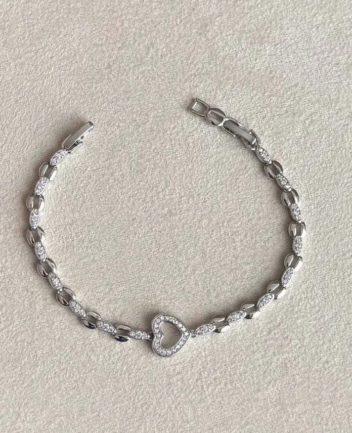 Xuping Kalp Taşlı Silver Bileklik
