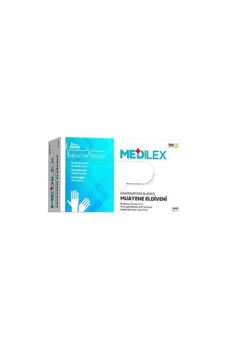 Medilex Pudrasız Muayene Eldiveni Mavi 100lü L/XL | Eczanem ve Ben