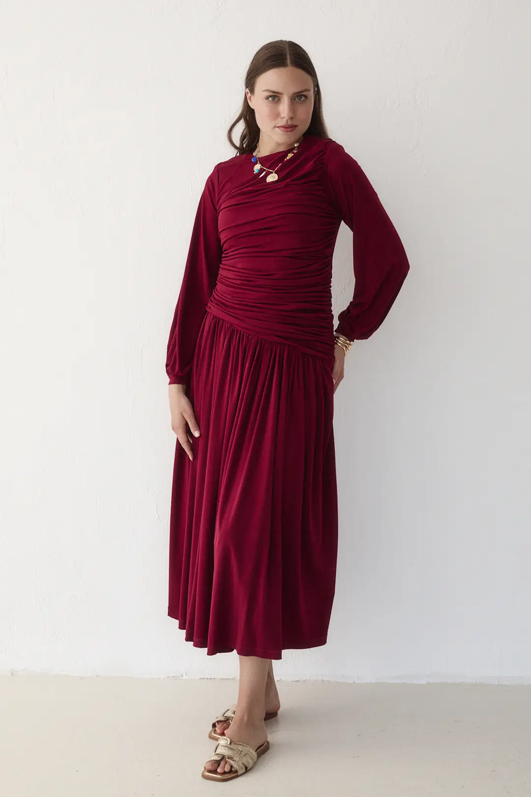 Sandy Drapeli Elbise 6-5117 - Melike Tatar