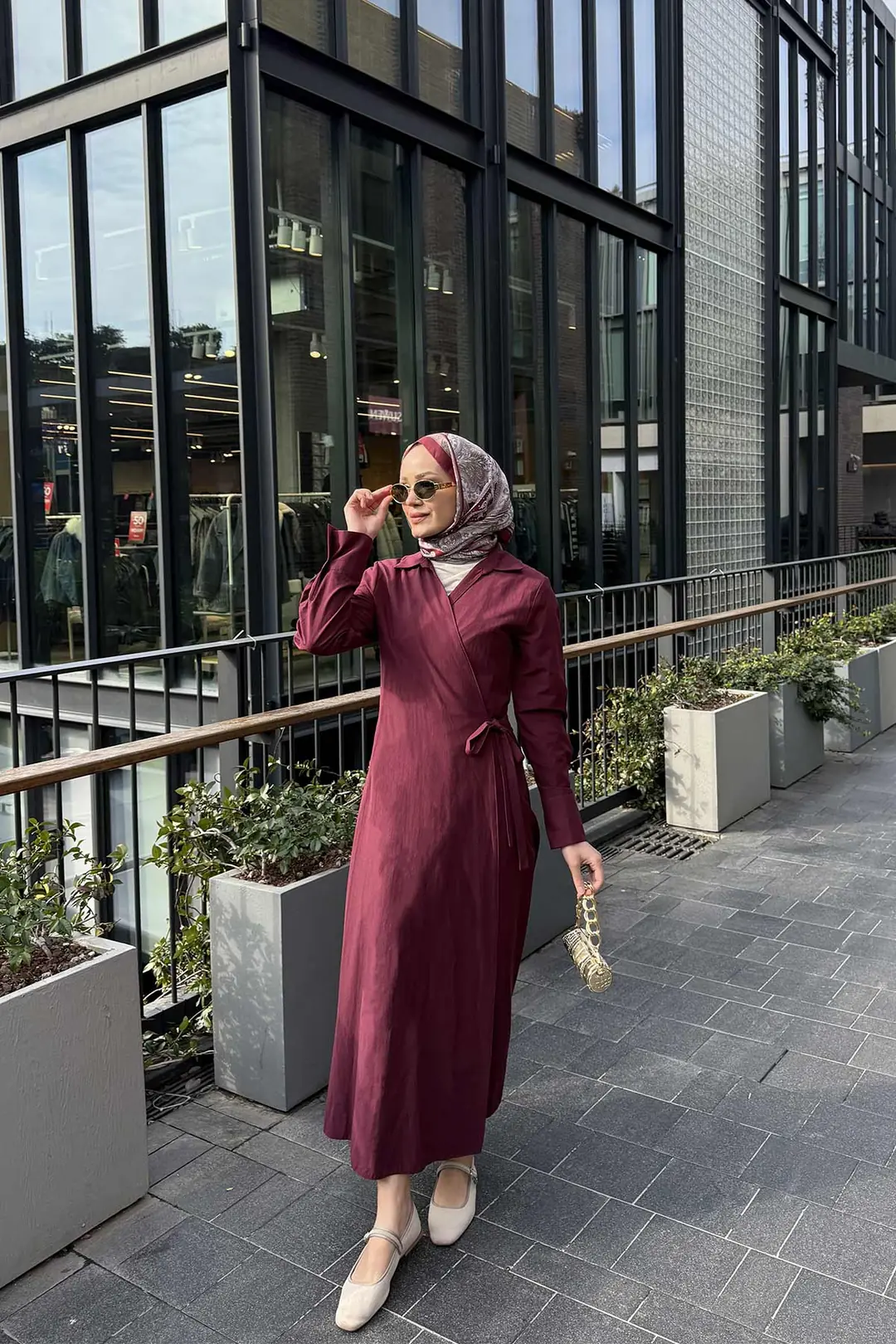 Bağlamalı Poplin Elbise 3-3015