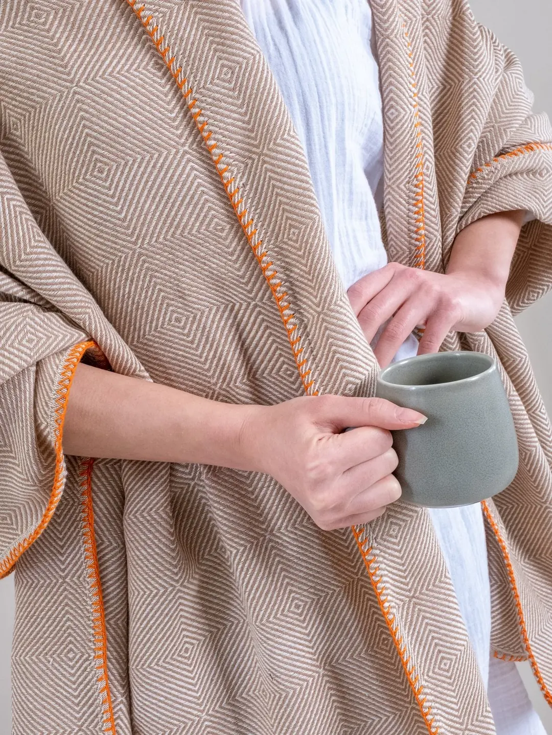 Mega Kristal Jumbo Pamuklu Throw - Bej