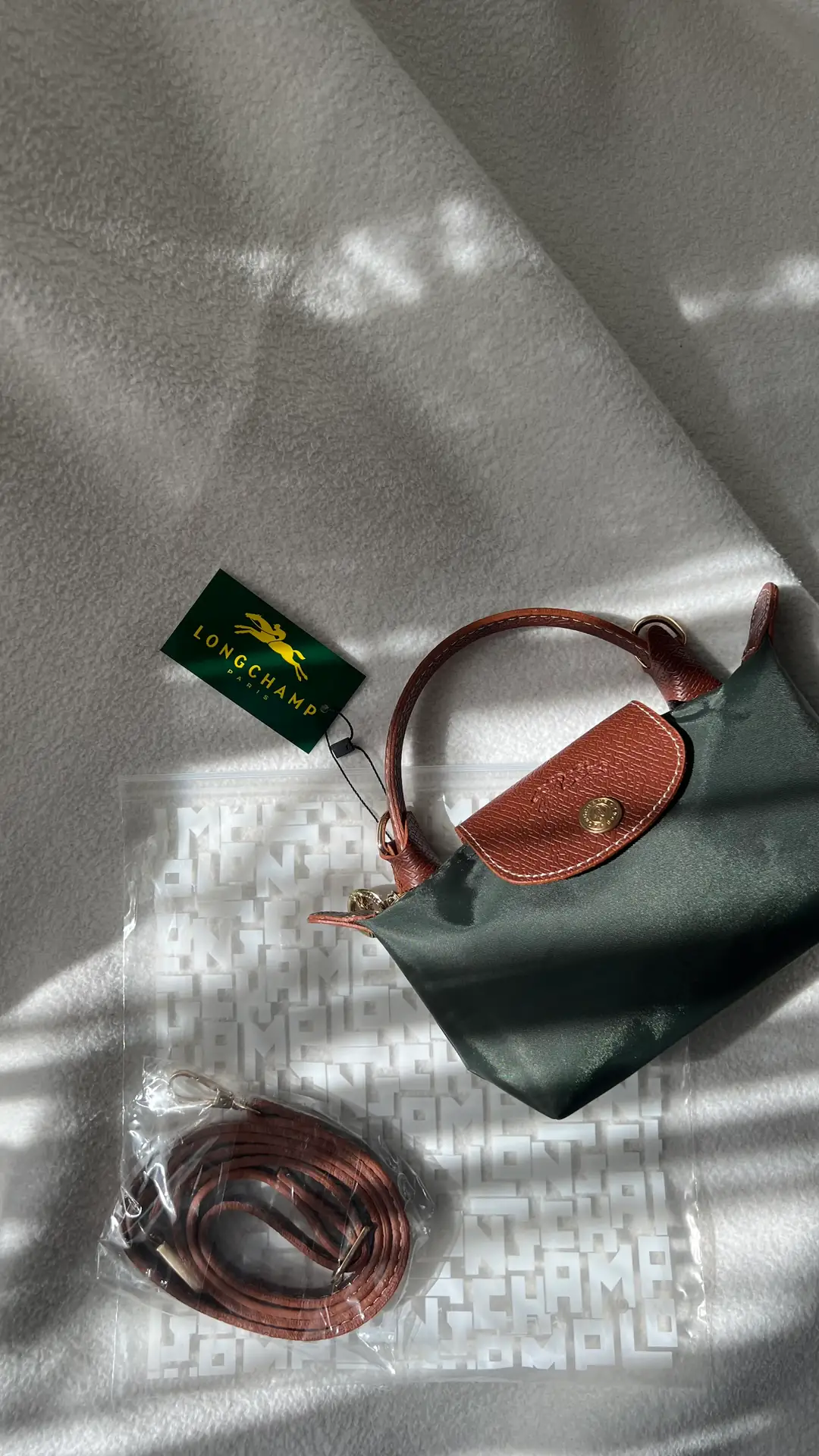 Longchamp Mini Pliage - Yeşil&Taba