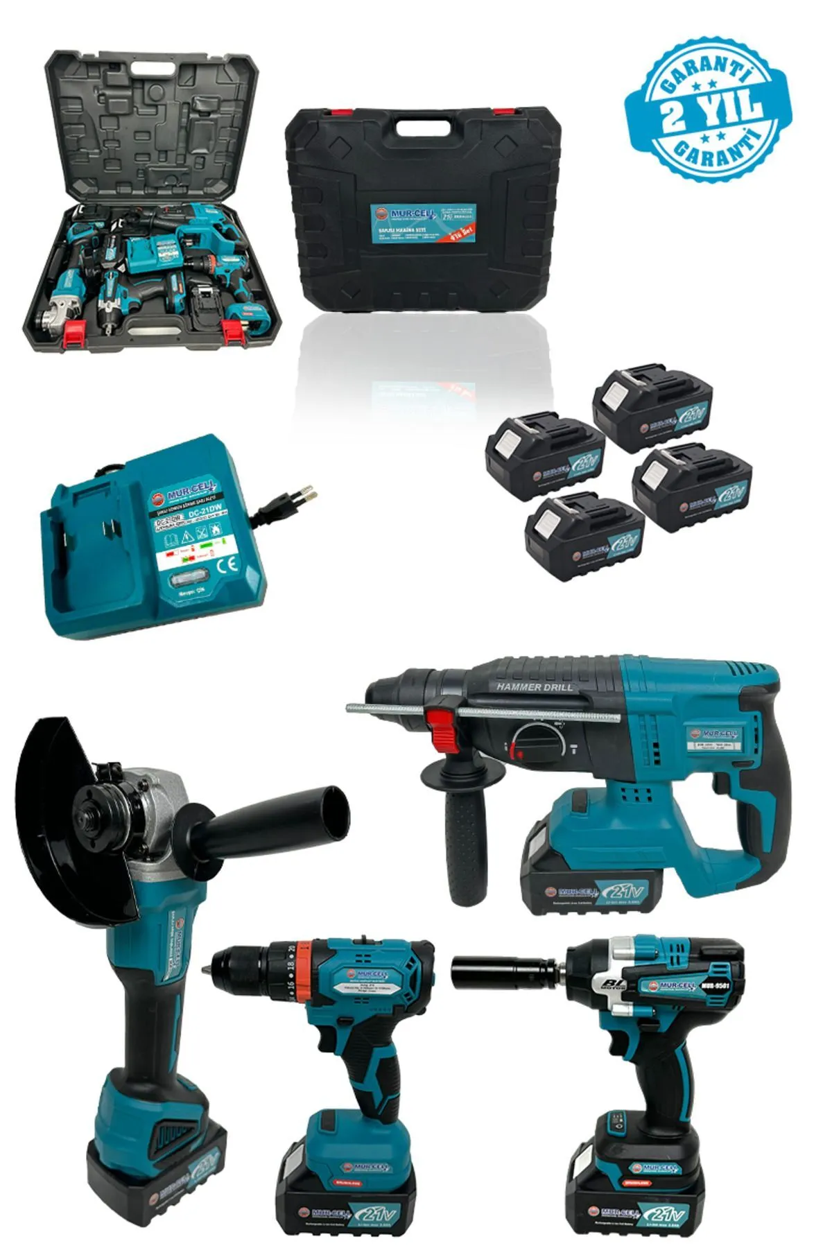 Murcell ŞARJLI 4'LÜ SET DARBELİ MATKAP TORKLU SOMUN SIKMA SPİRAL VE HİLTİ