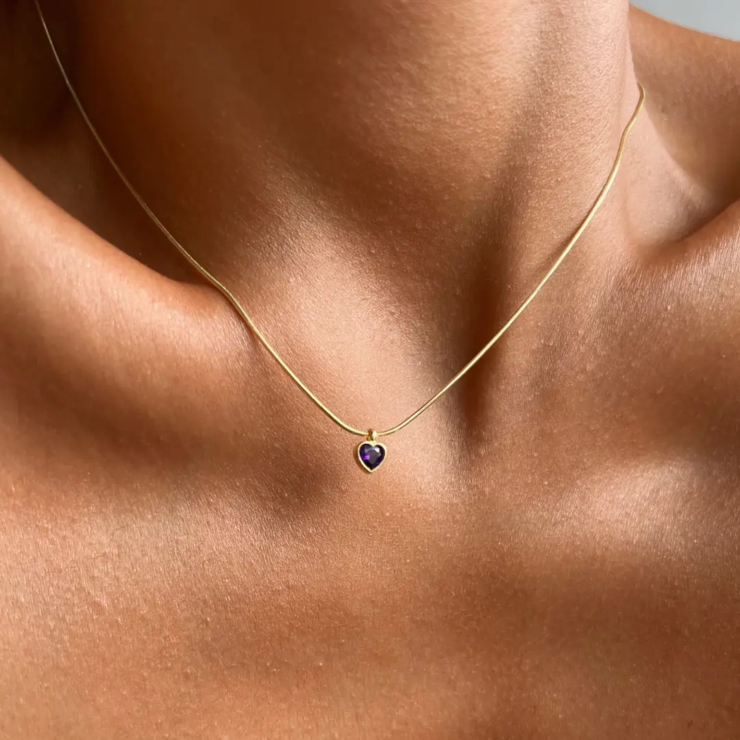 925 Gümüş / Kristal Mini Kalp Kolye - GWOMME