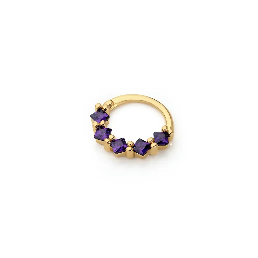 14 Carat Gold 5-Piece Amethyst Stone Helix Piercing
