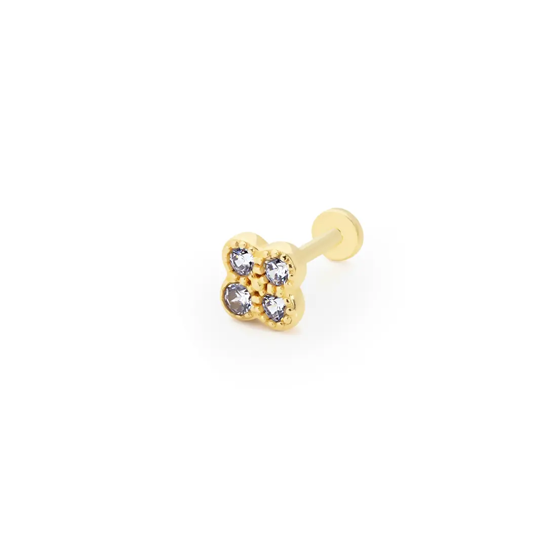 14 Carat Gold Square Design Piercing