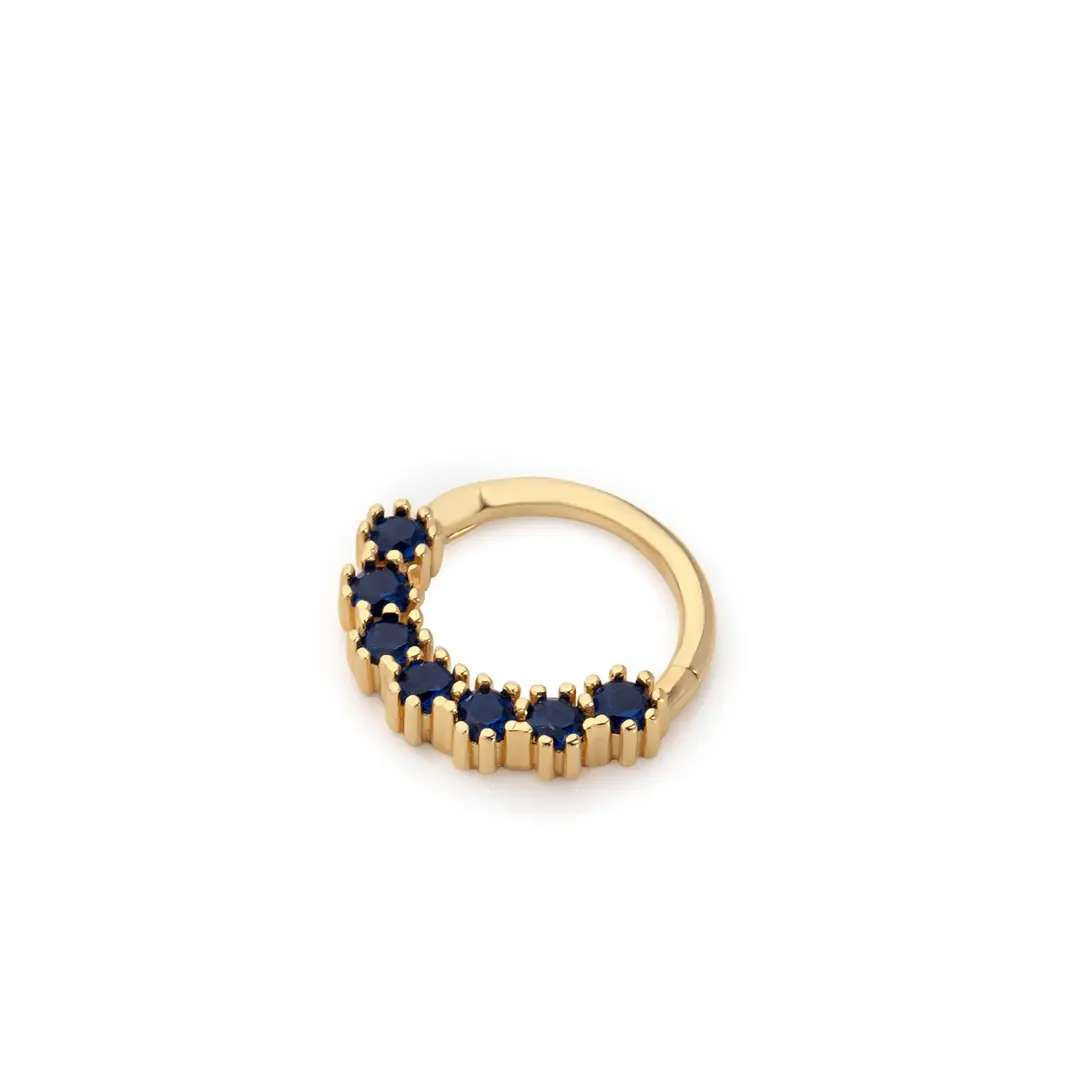 14 Carat Gold Large Sapphire Stone Piercing