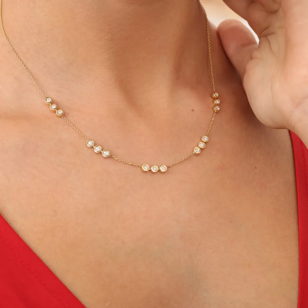 Gold Triple Diamond Necklace