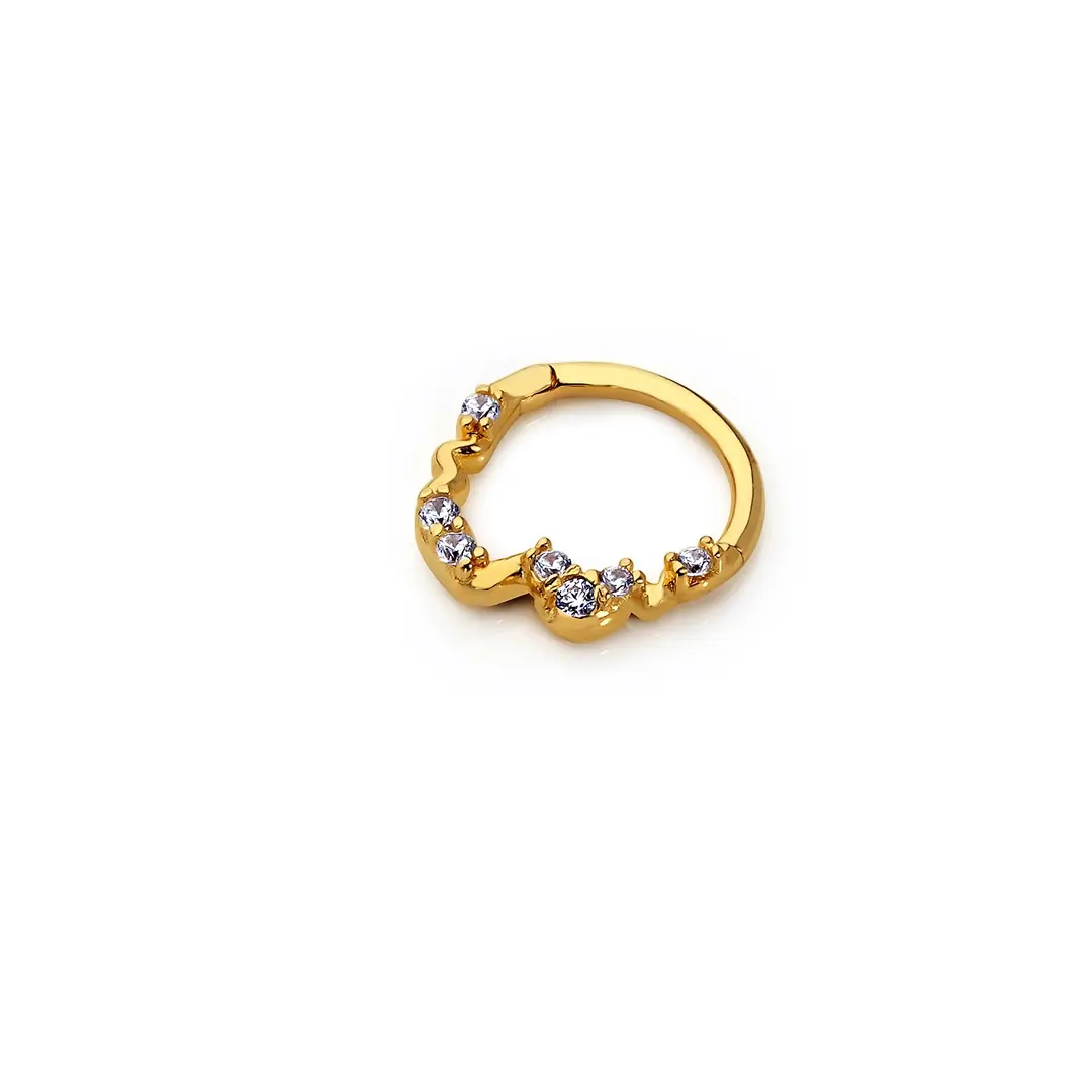 14 Carat Gold Stone Design Wave Helix Piercing
