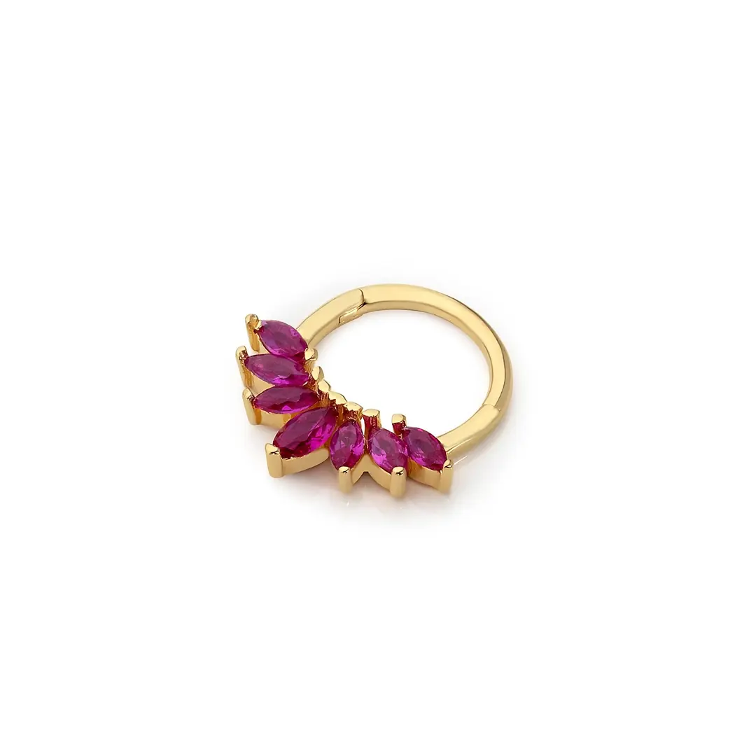 14 Carat Gold Ruby Stone Crown Model Helix Piercing