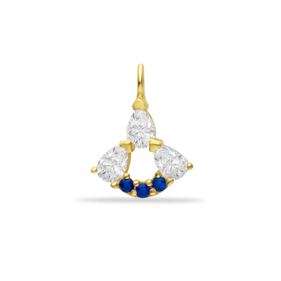14 Carat Gold Sapphire and Drop Stone Pendant
