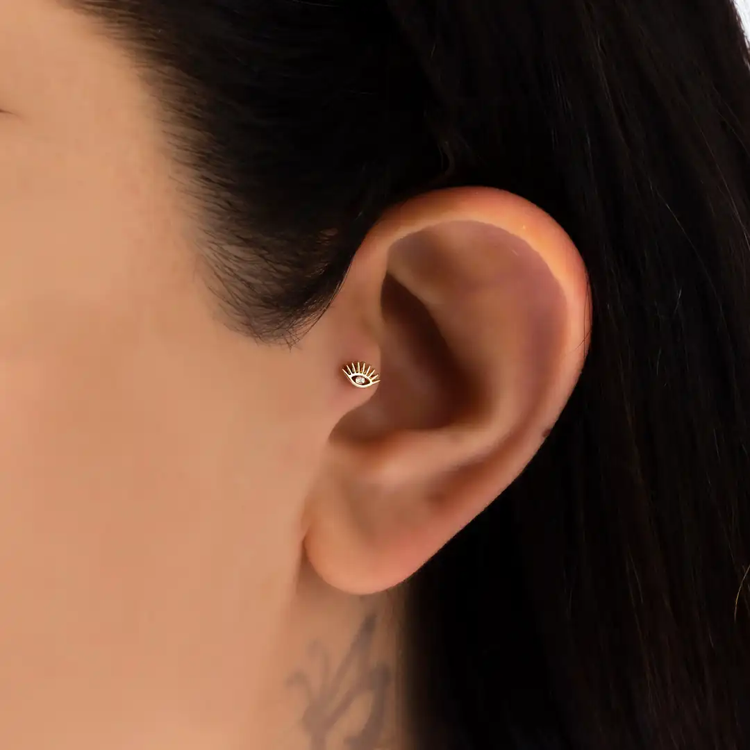 14 Ayar Altın Minimal Göz Piercing | Minaliva