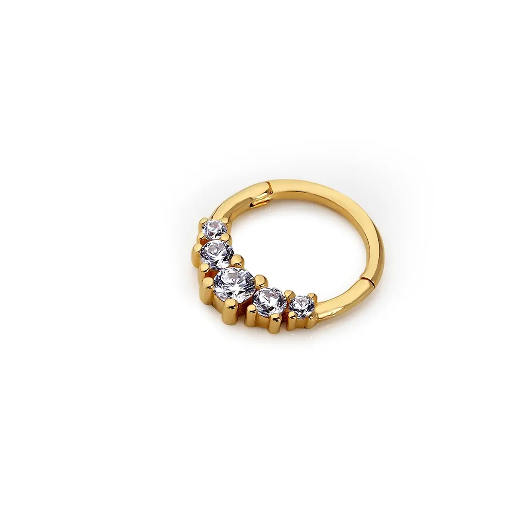 14 Carat Gold Row 5 Stone Helix Piercing