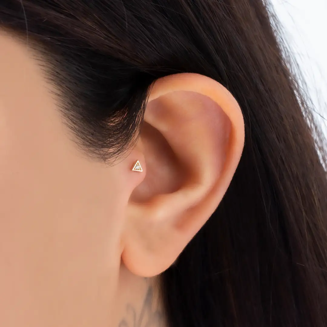 14 Carat Gold Minimal Triangle Piercing