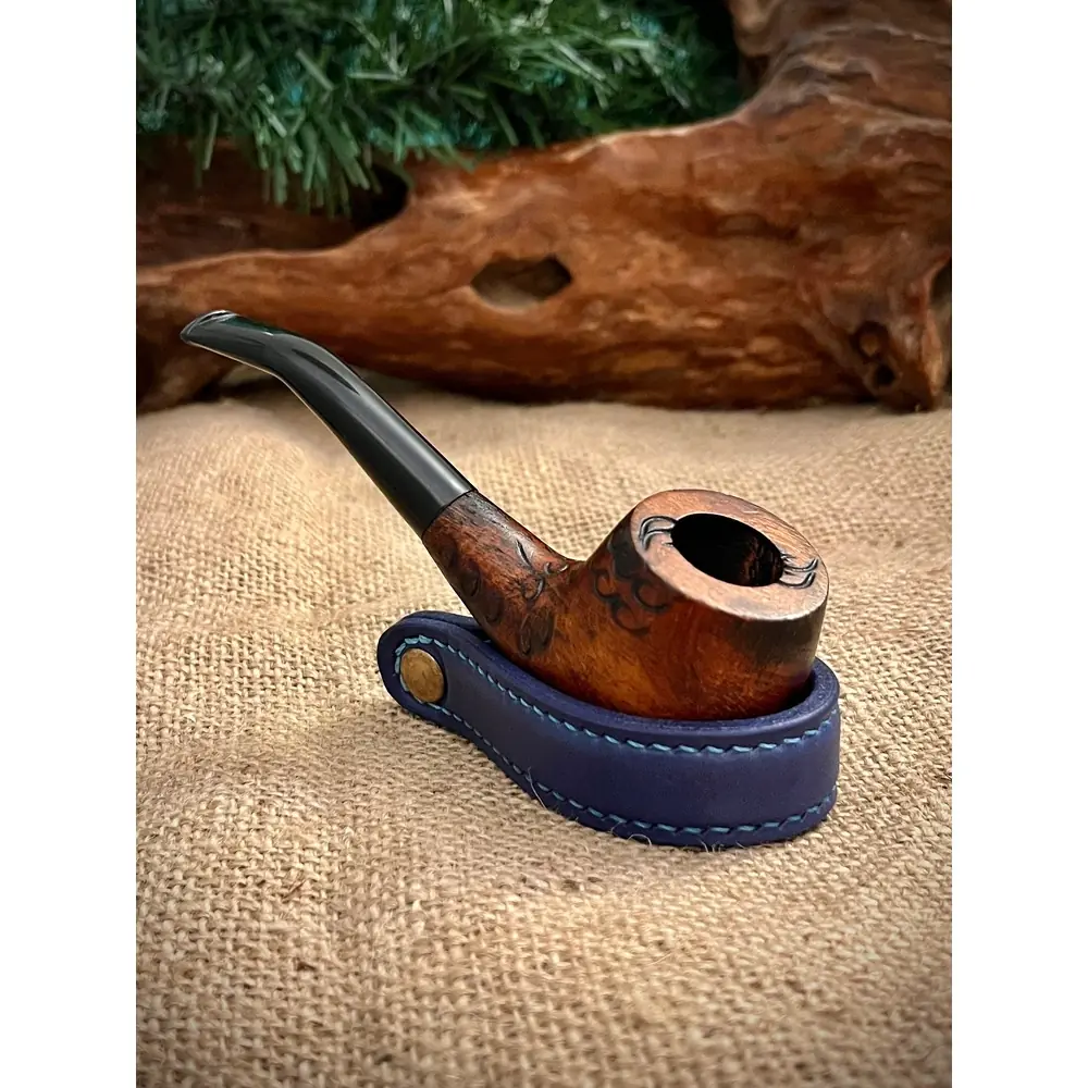 LEATHER PIPE STAND-BLUE