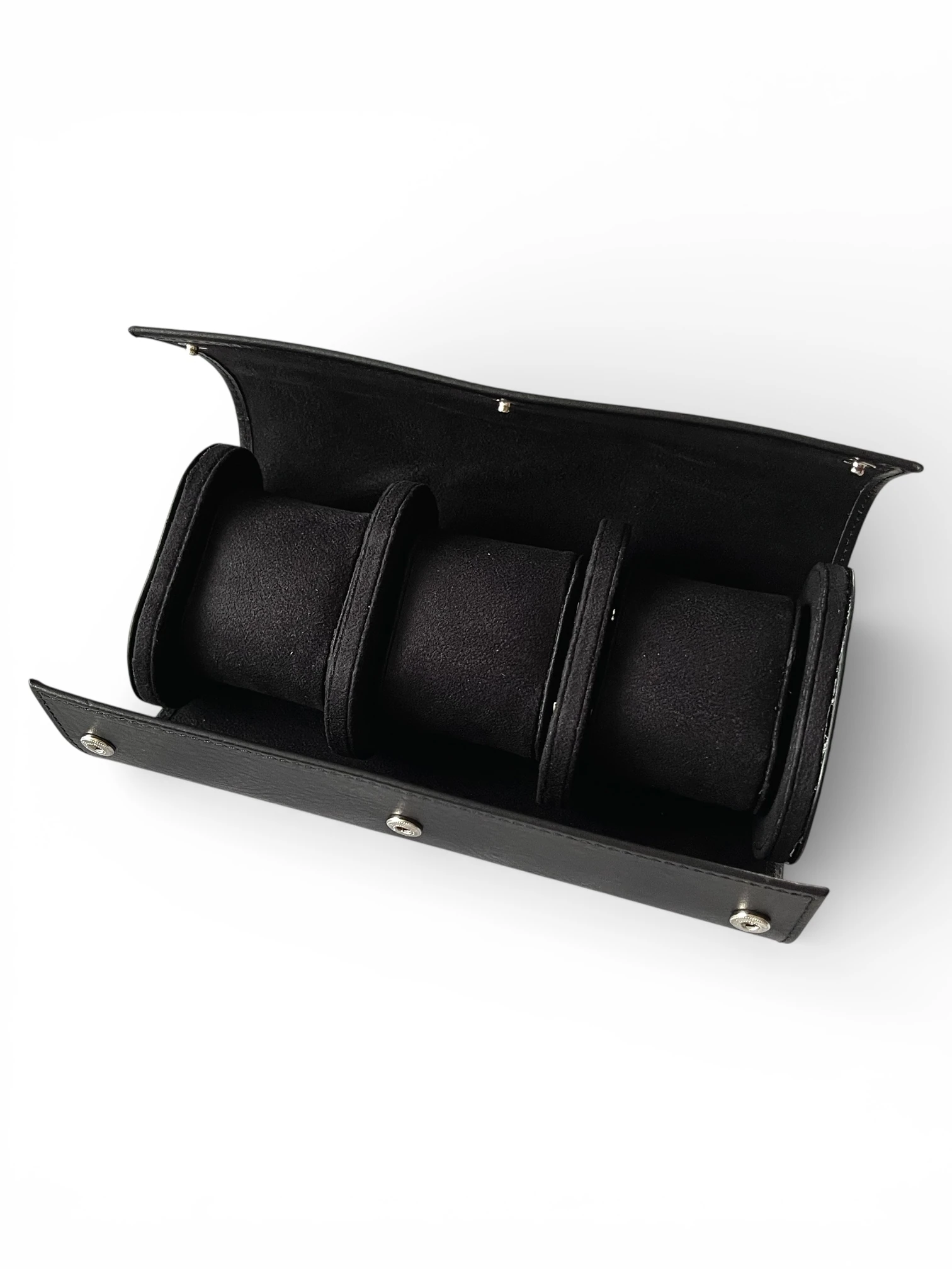 LEATHER 3-WATCH BOX-BLACK