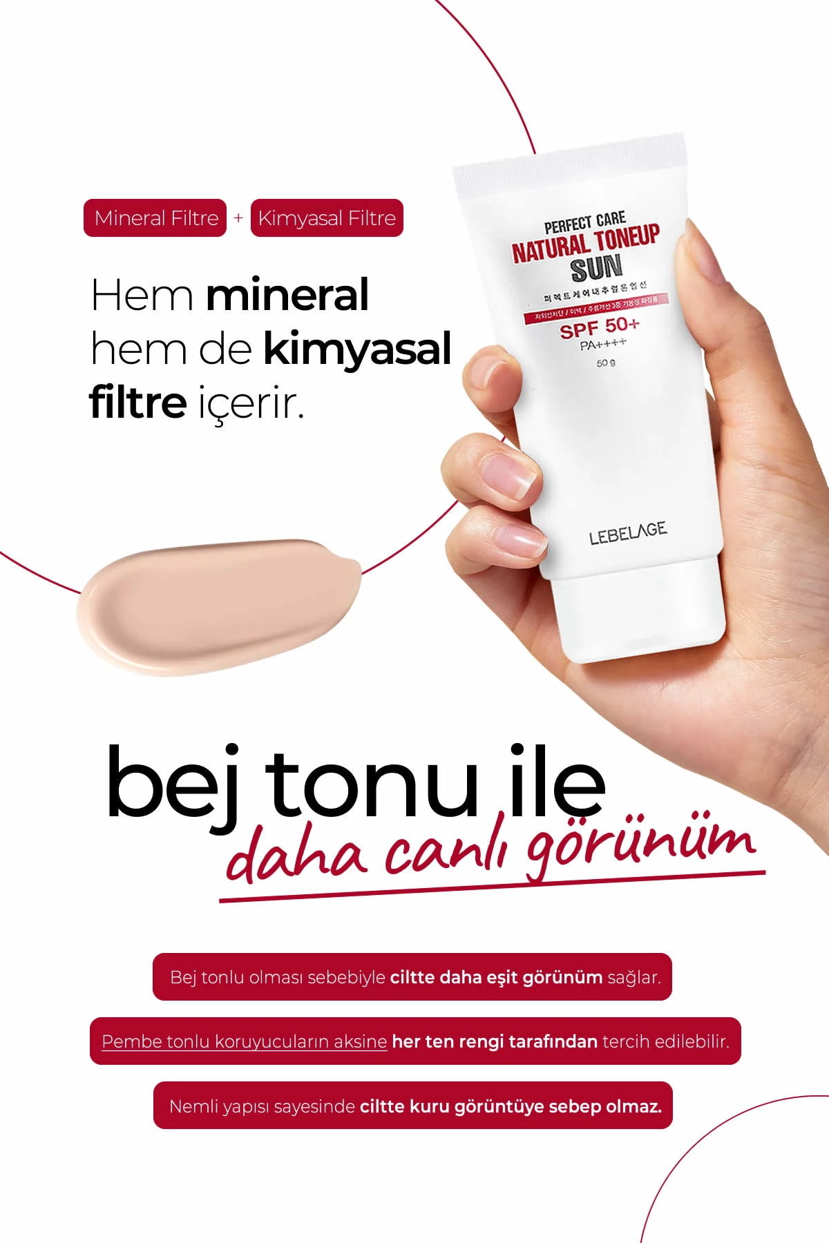 Ton Eşitleyici Renkli Güneş Koruyucu LEBELAGE Tone Up Sun SPF 50+ PA++