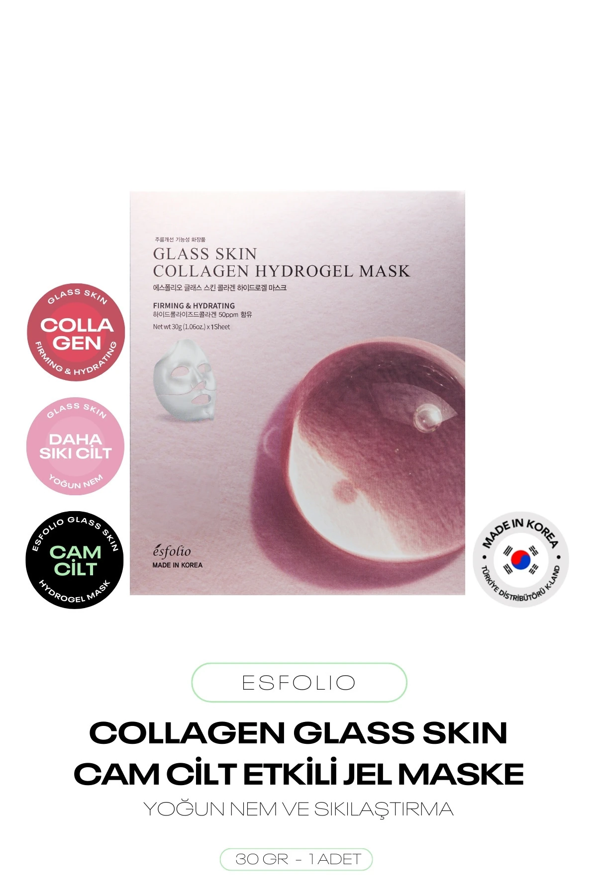 Kolajen İçeren Cam Cilt Hidrojel Maske Glass Skin Collagen Hydrogel Ma