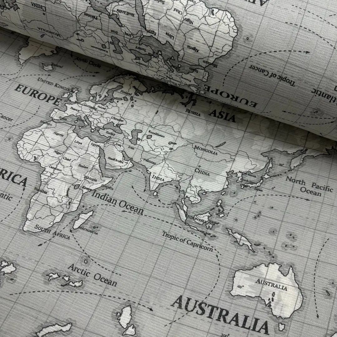 World Map Muslin Cloth Fabric | Fabricania