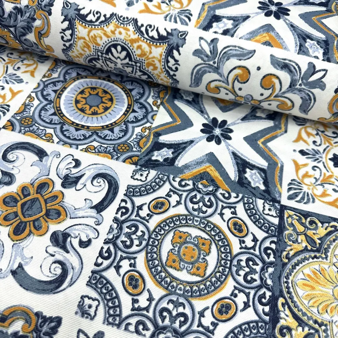 Traditional Motif Panama Linen Fabric | Fabricania