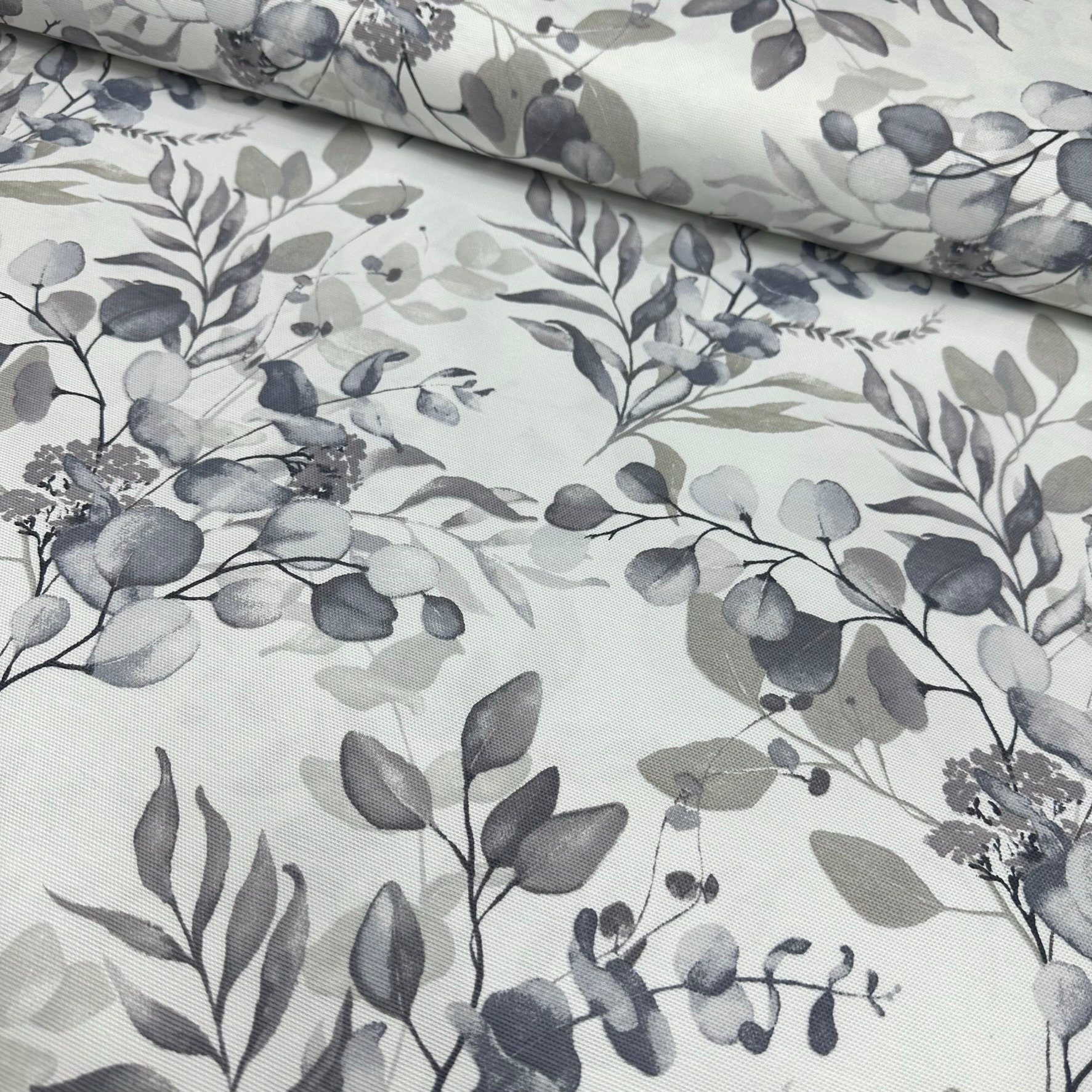 Drawing Leaves Panama Linen Fabric | Fabricania