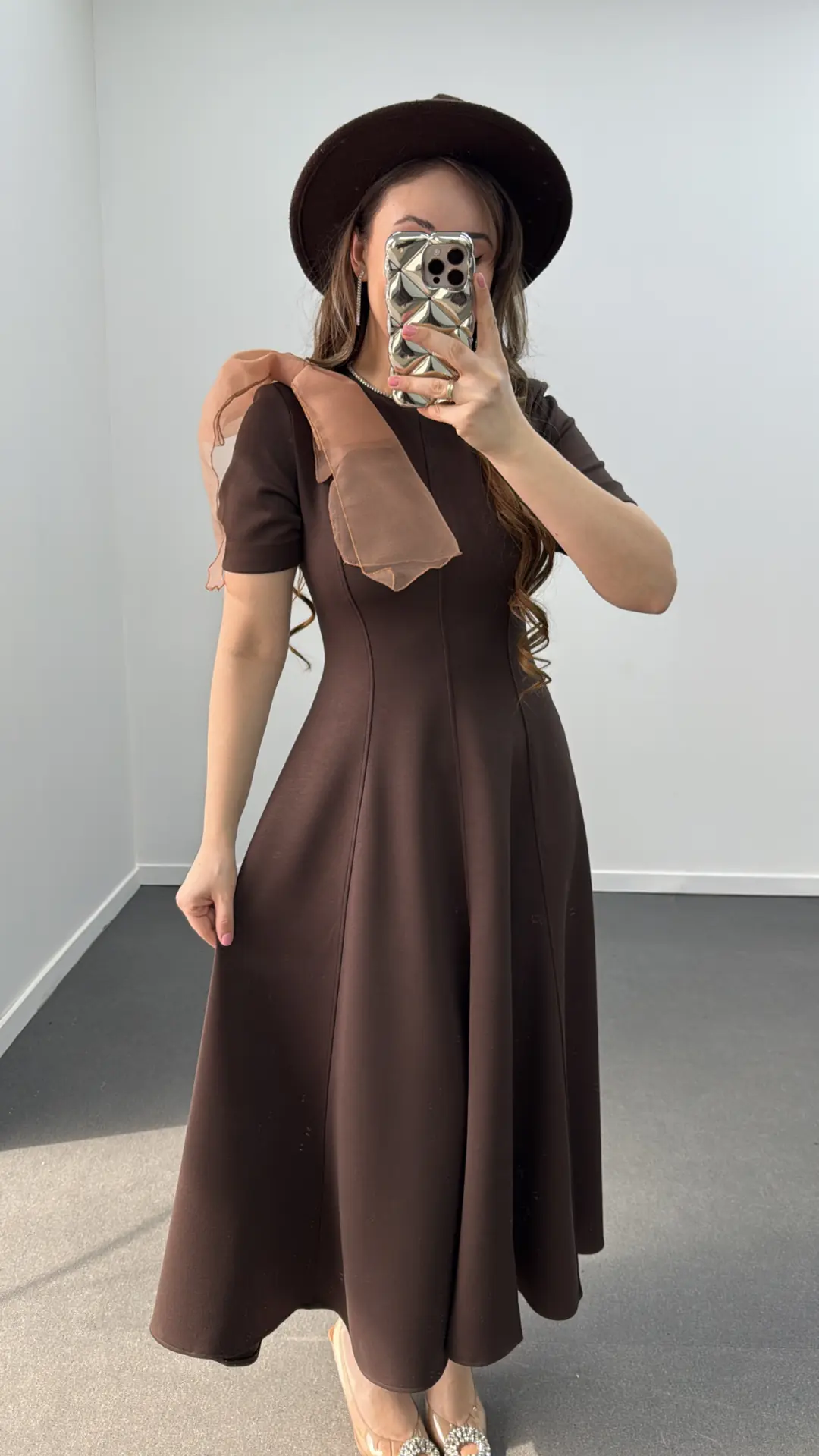 Princess Kahve Fiyonklu Premium Elbise