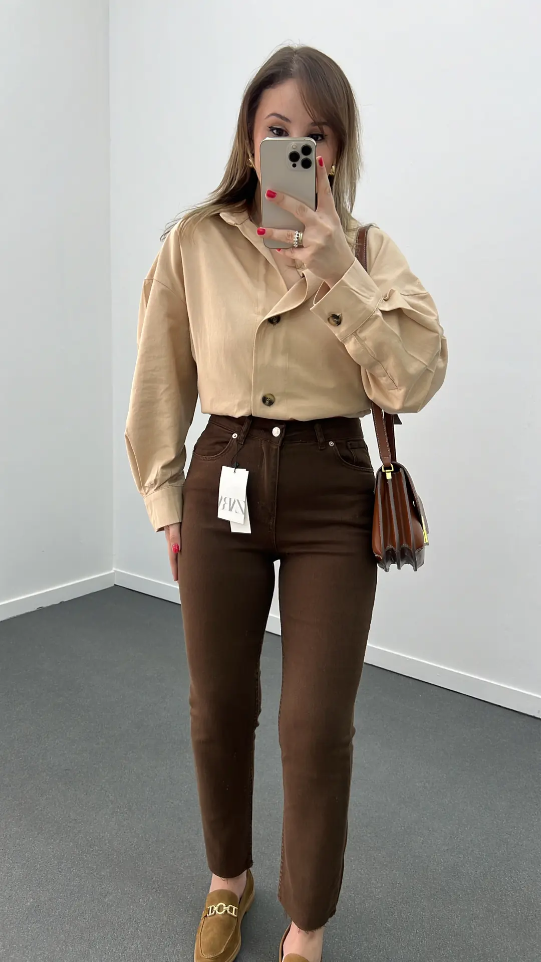 Juliet Kahve Renk Yüksek Bel Slim Fit Jeans