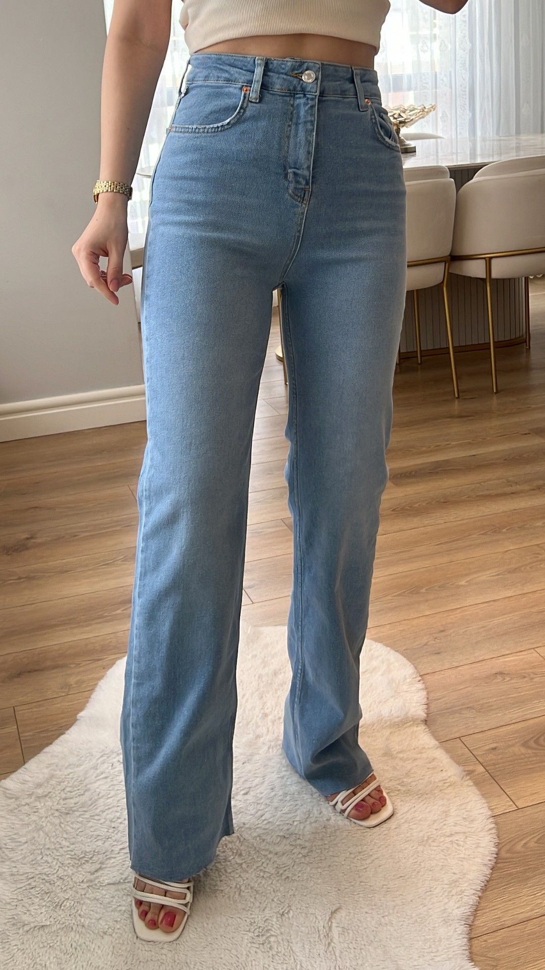 Alejandro Açık Kot Süper Yüksek Bel Likralı Palazzo Jeans Alejandro Açık Kot Süper Yüksek Bel Likralı Palazzo Jeans