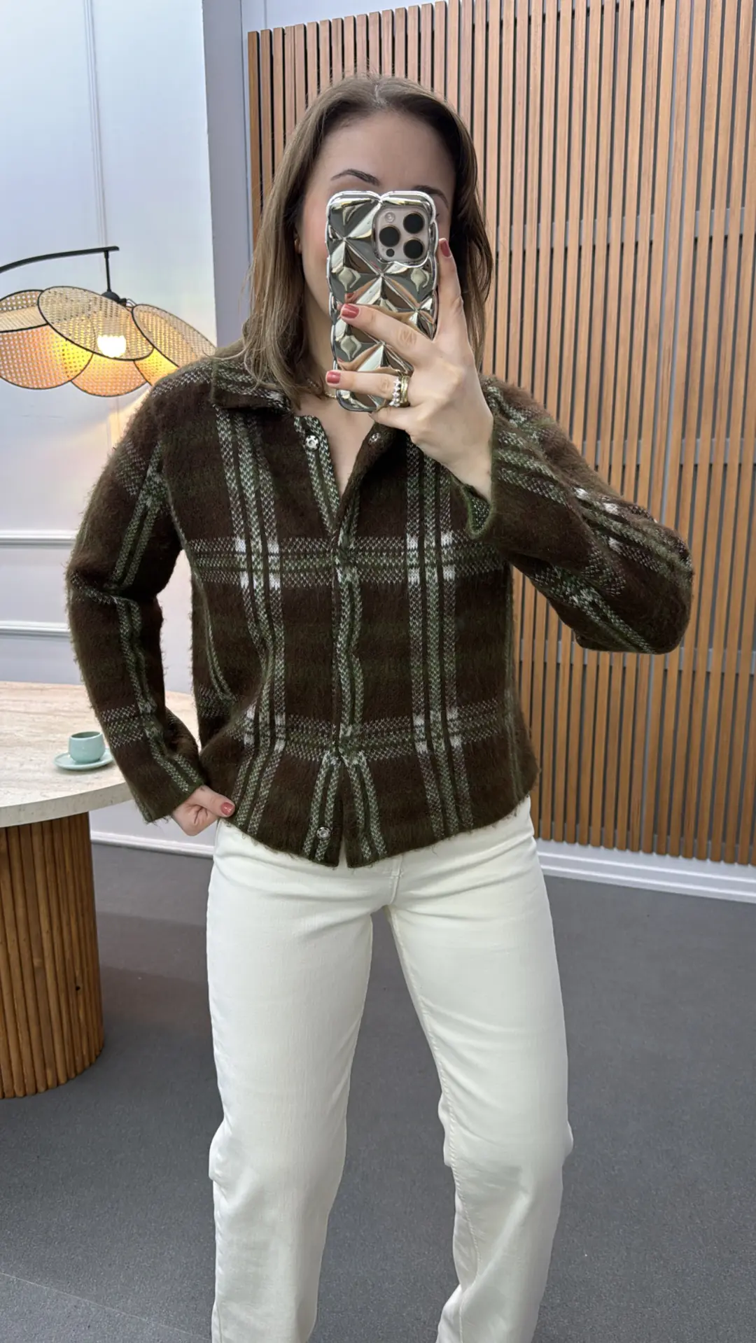 Jules Kahve-Yeşil Polo Yaka Triko Hırka Ceket