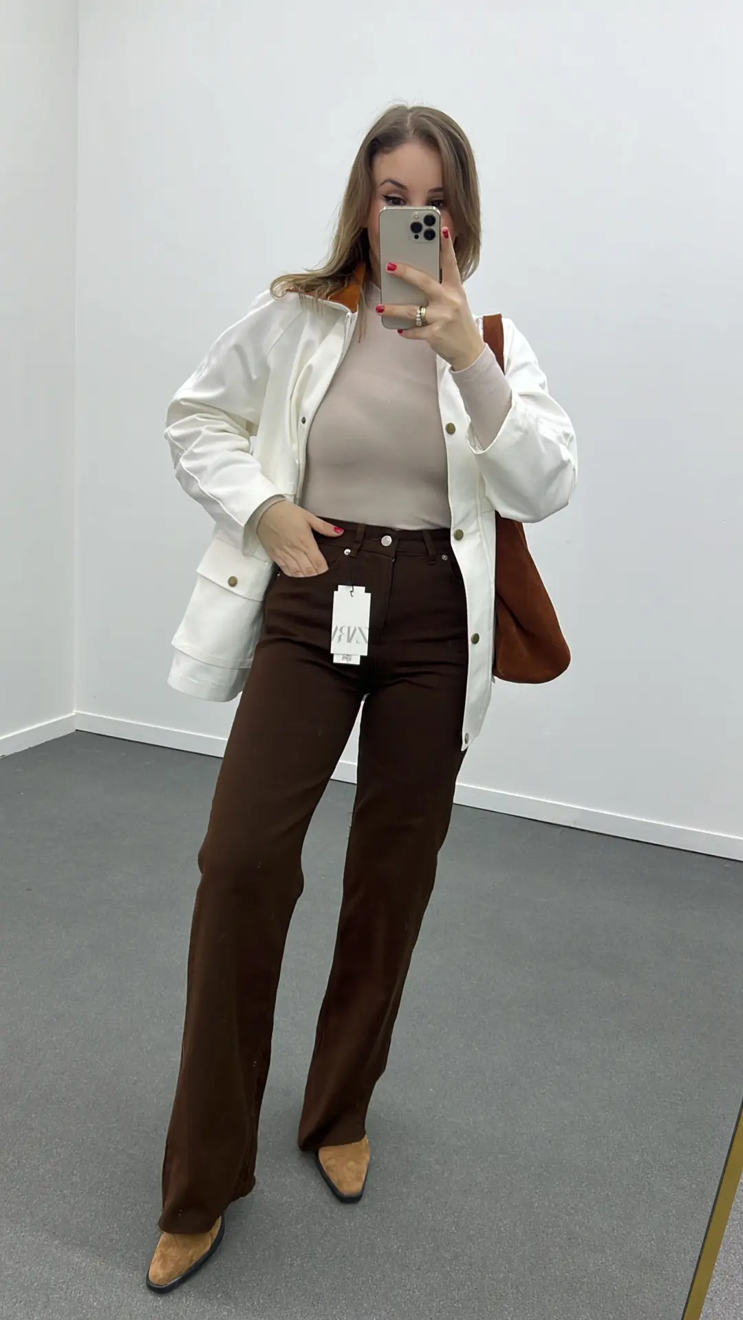 Roma Kahve Renk Kot Wide Leg Jeans