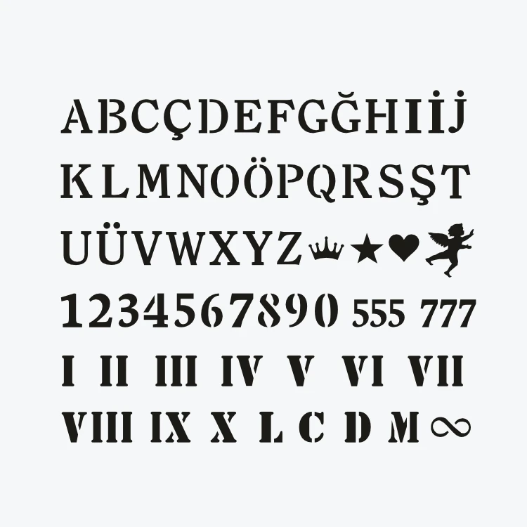 ABC&123 Klasik Font Dövme Şablon Seti