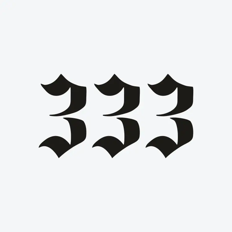 Melek Sayısı Gotik Font-333 | Şık ve Modern Geçici Dövme Tasarımı