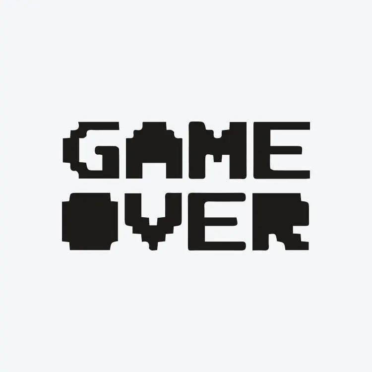 Minimal Game Over Dövme Şablonu - Oyun temalı ifade