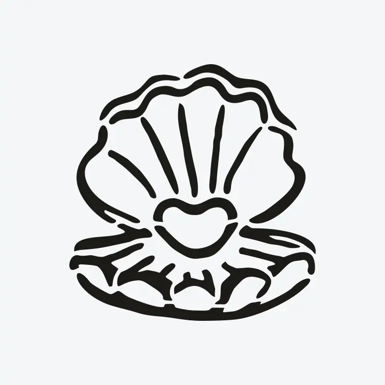 Kalp İnci İstiridye Dövme Şablonu