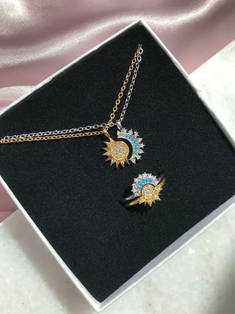 Pandora Ay ve Güneş Arkadaş Kolye Ve Yüzük Seti - Evorya