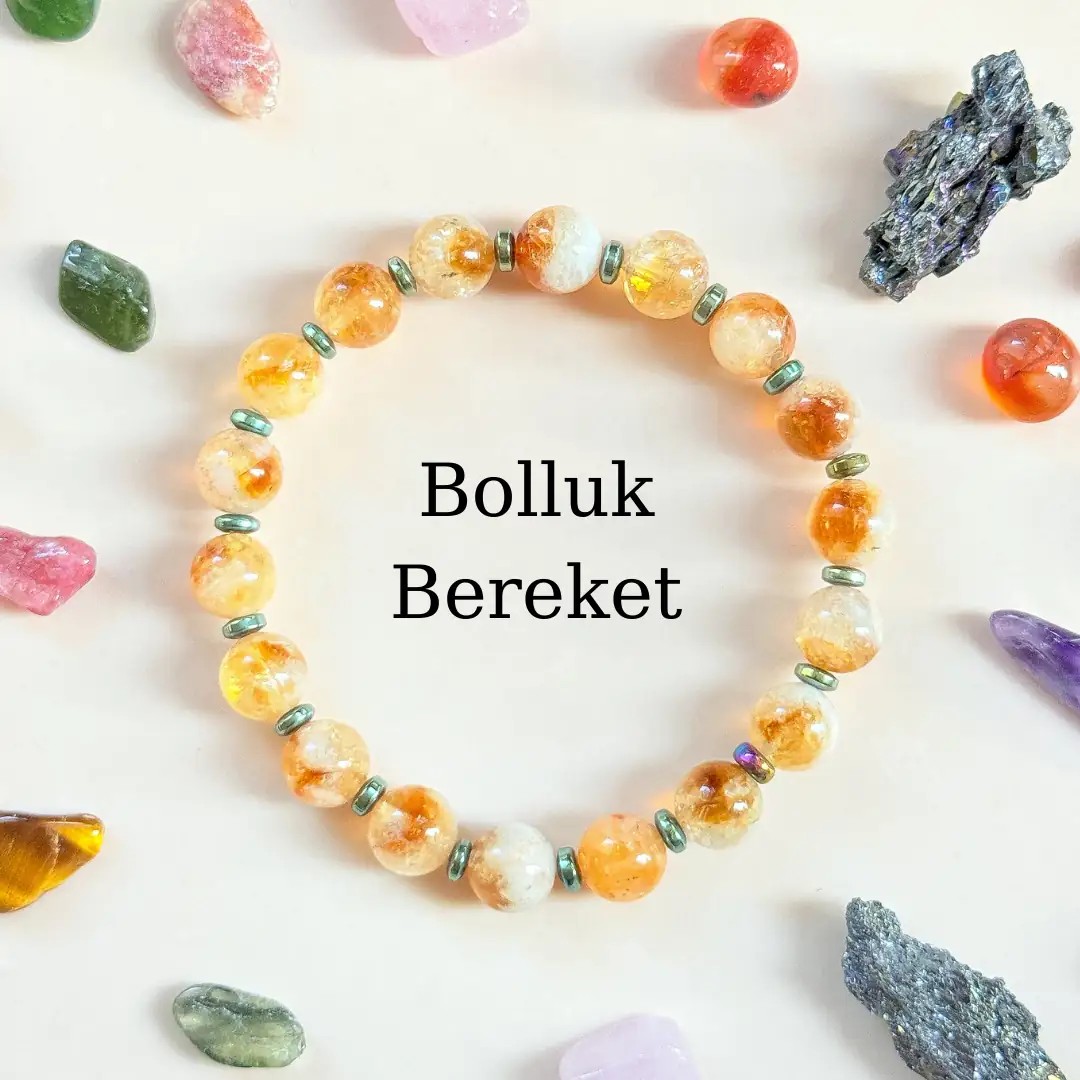 Bolluk Ve Bereket Sitrin Doğal Taş Bilekliği I LightCrop Art Jewelry