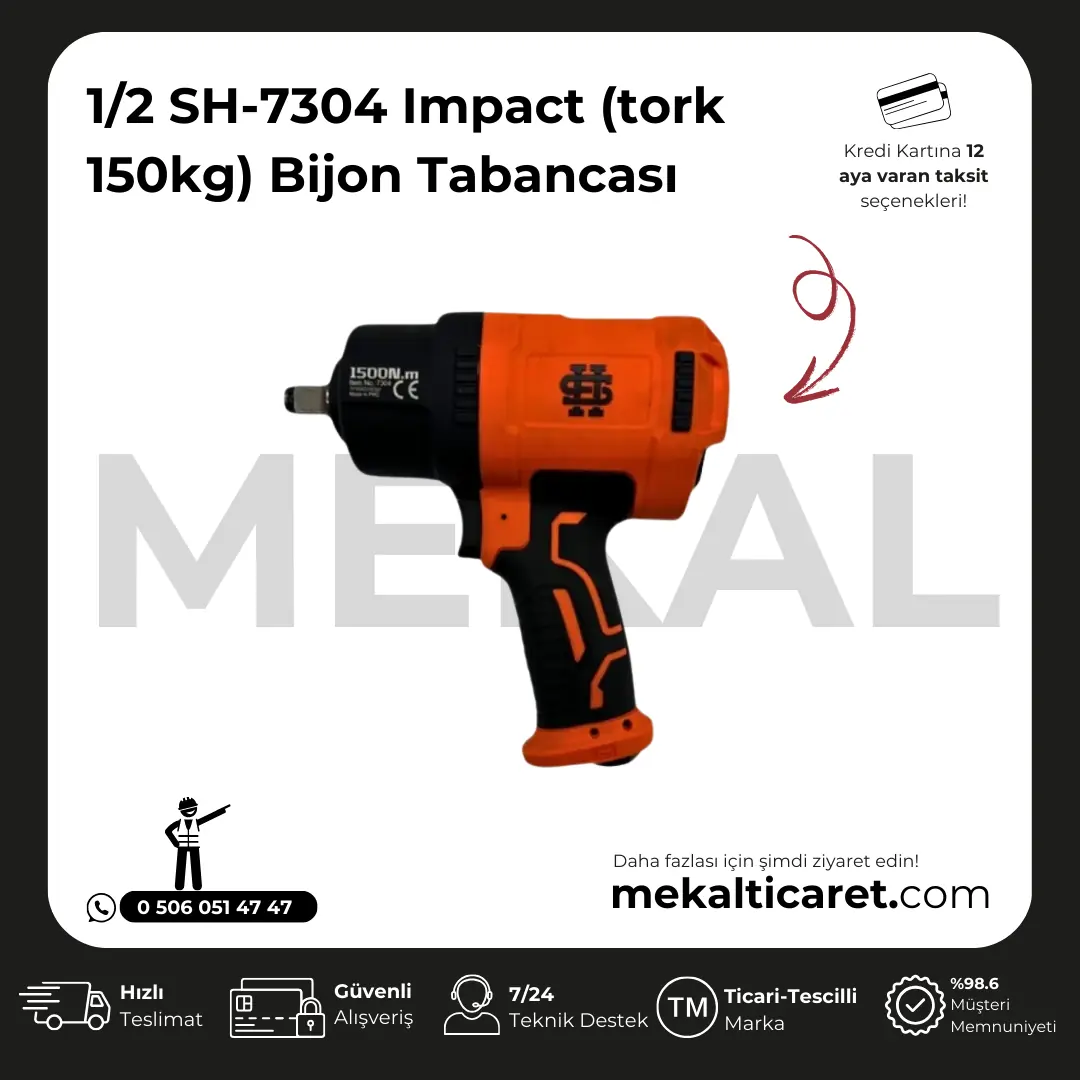 1/2 SH-7304 Impact (tork 150kg) Bijon Tabancası