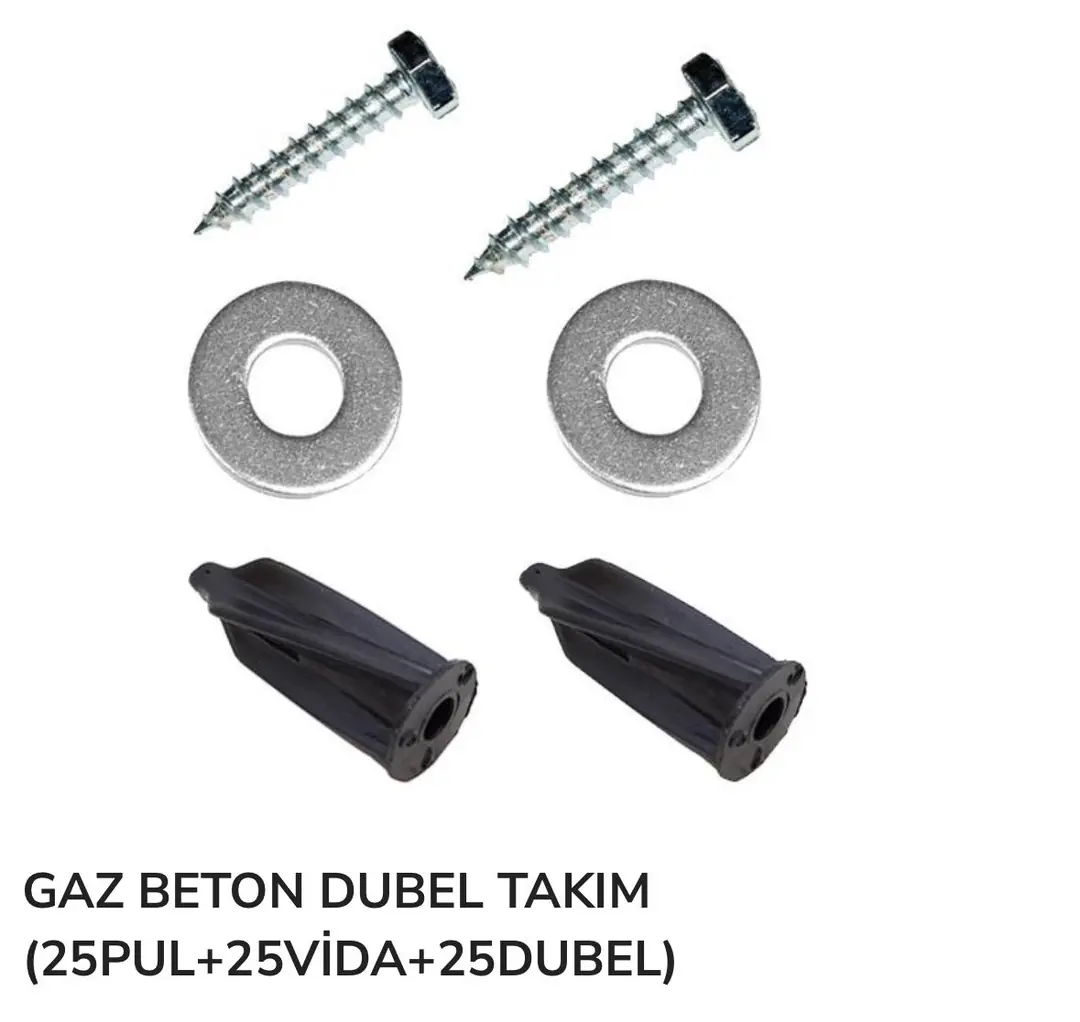 GAZ BETON DUBEL TAKIM (25PUL+25VİDA+25DUBEL)