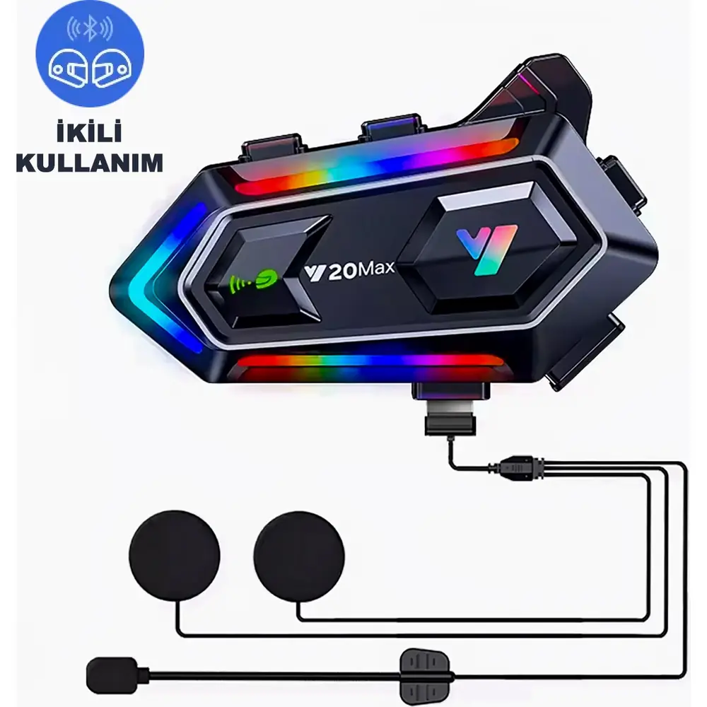 Ikili Interkom Bağlantılı Y20 Max Motorsiklet Intercom Su Geçirmez Kask ...