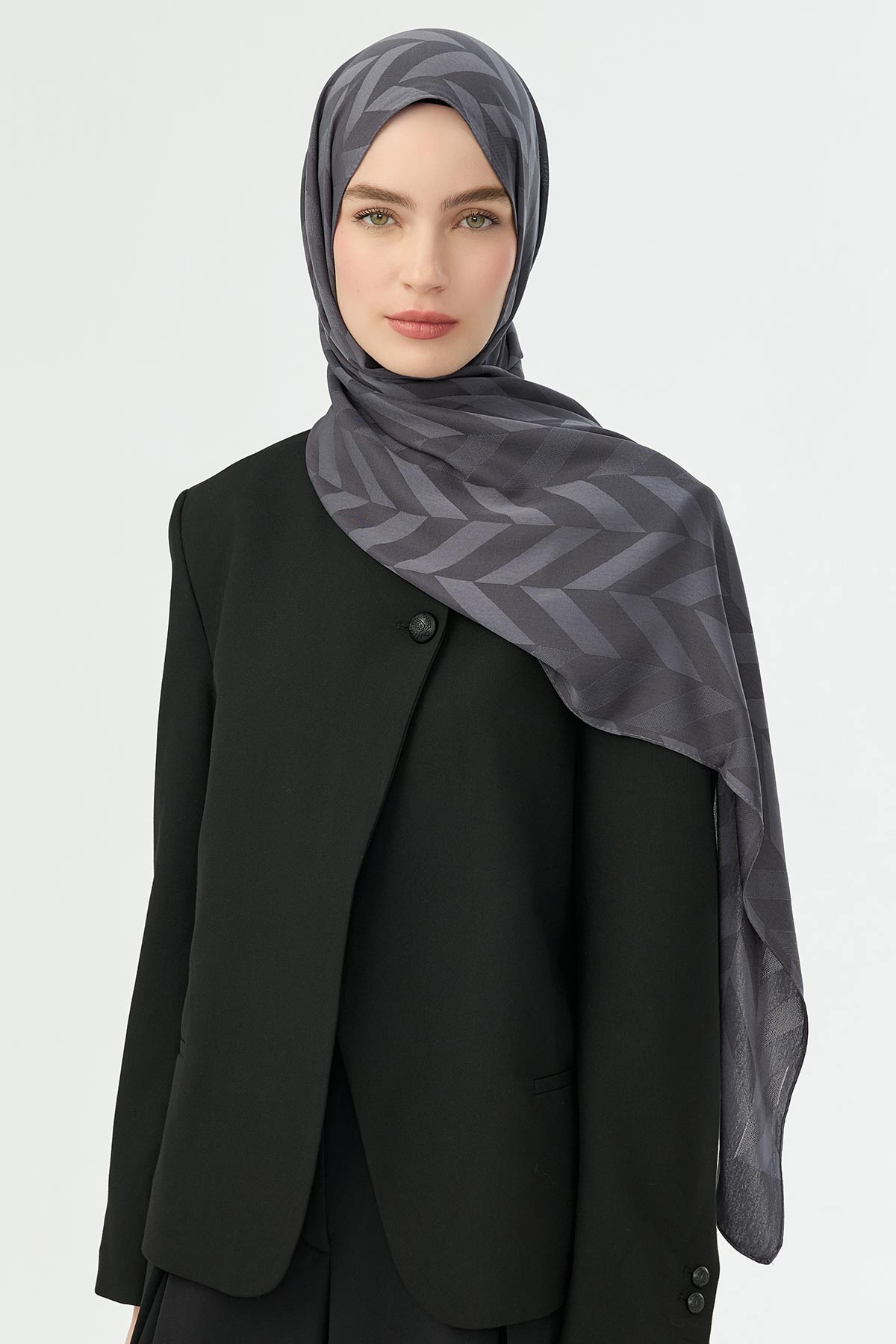 VALORSCARF - ANTRASİT BALIKSIRTI DESEN JAKAR ŞAL