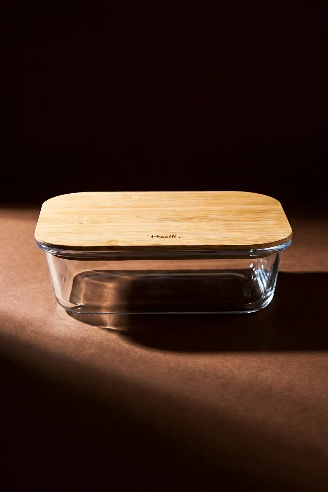 Locky Bamboo 640 ml Dikdörtgen Cam Saklama Kabı