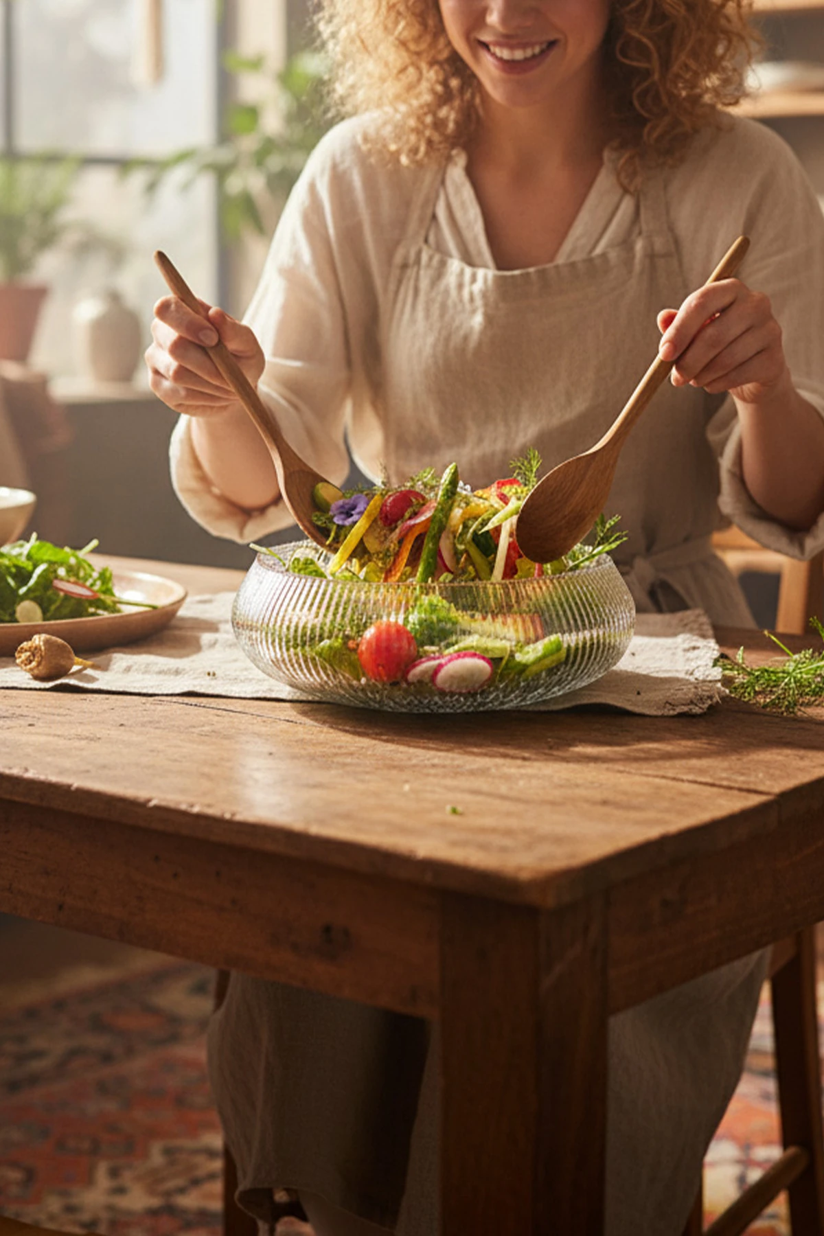 Perotti Genova Dev Boy Üfleme Cam Salata Kasesi - İskandinav Tarz Mey