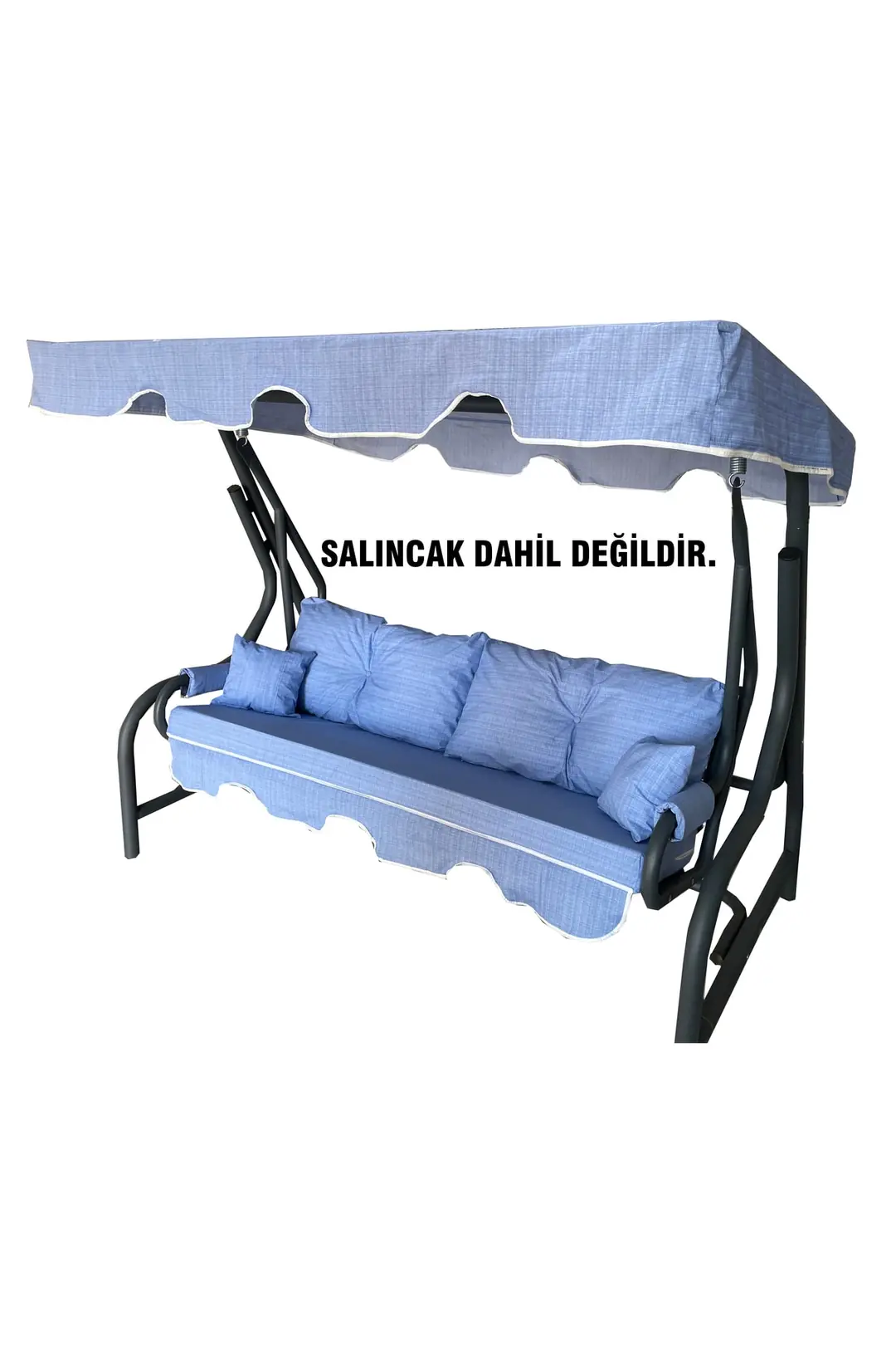 3 Kişilik Lüks Vip Salıncak Minderi Düğmeli-süngerli Bahçe Minderi Mav