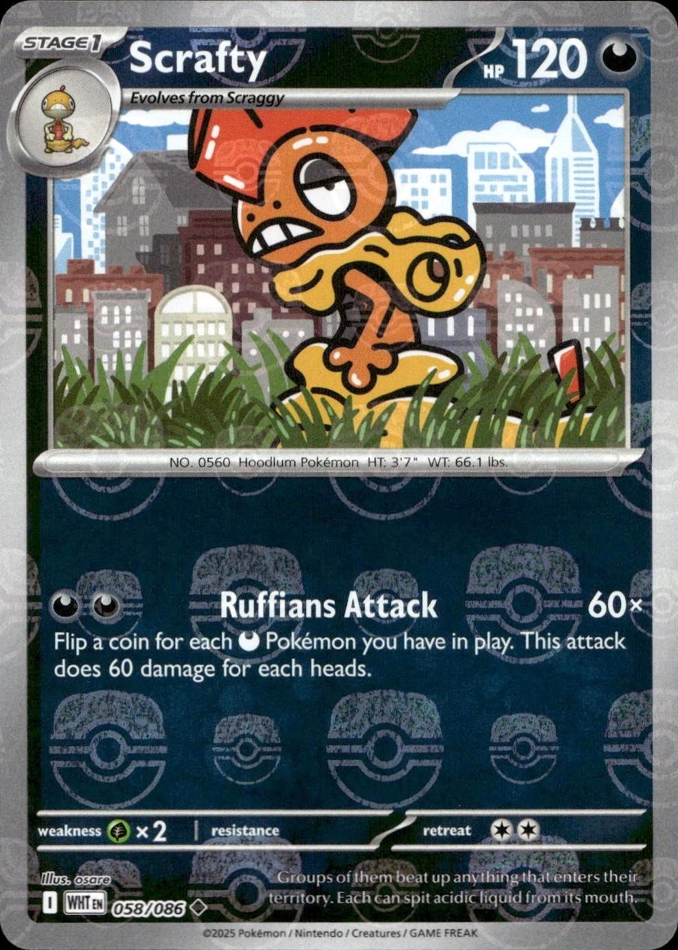 Scrafty [Master Ball] #58 Pokemon White Flare