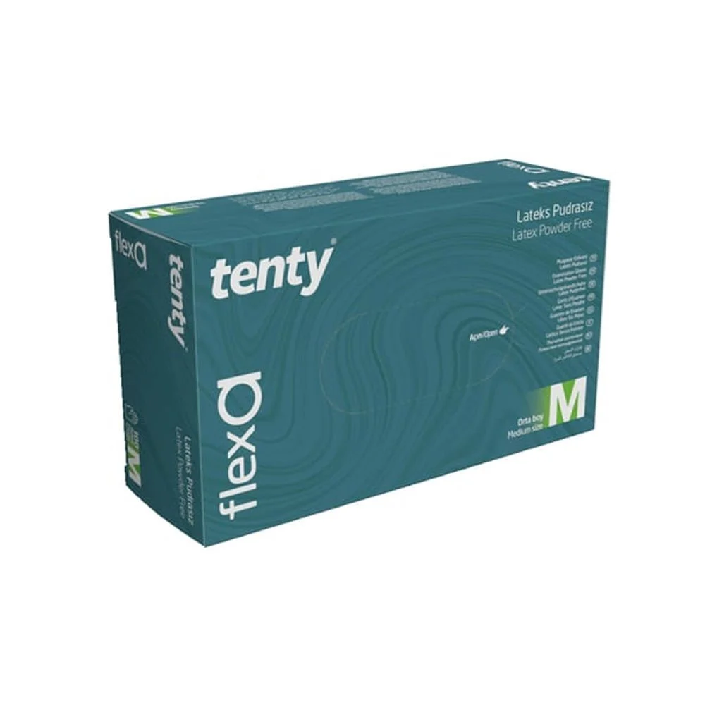 Tenty Lateks Pudrasız Muayene Eldiveni 100 Adet Medium