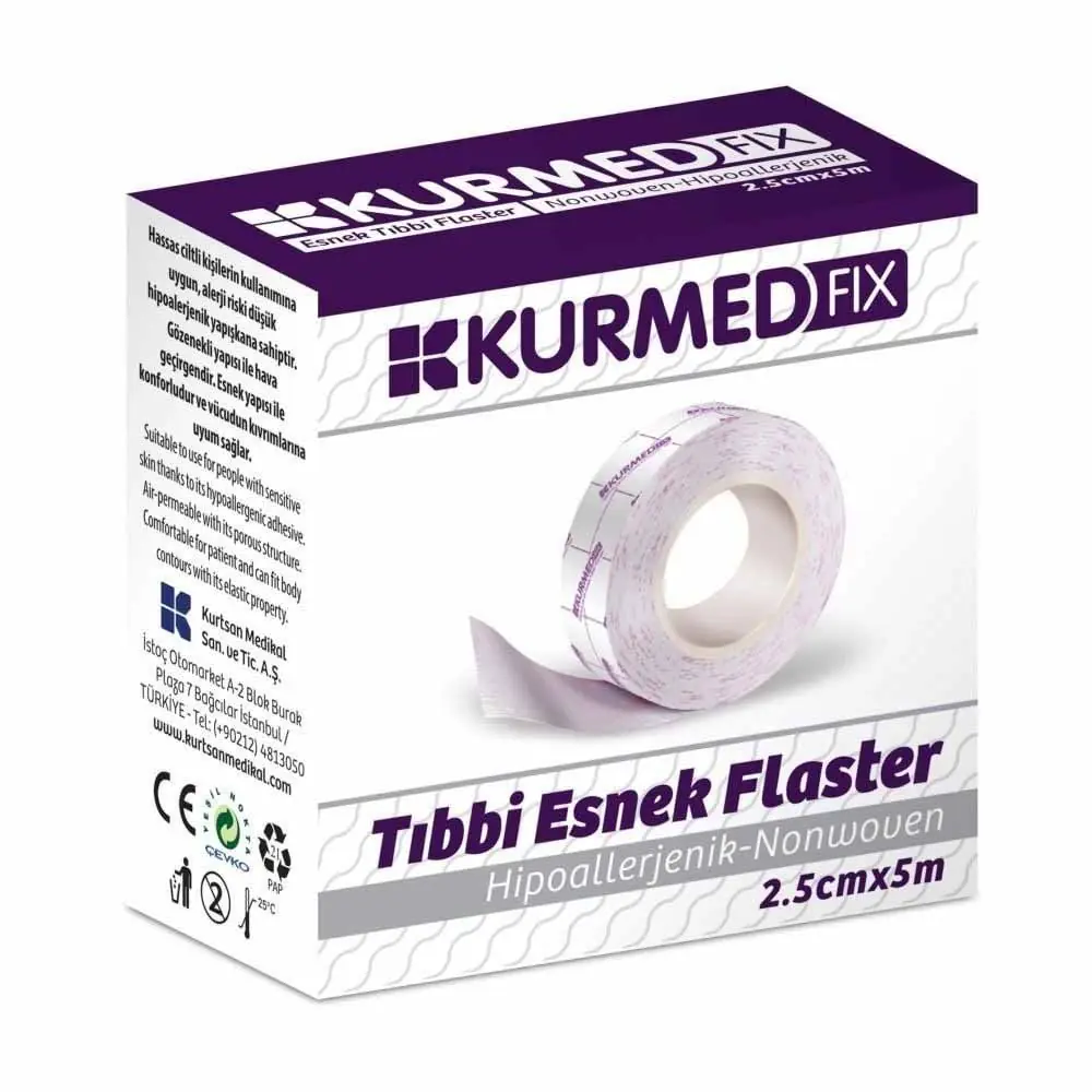 Kurmed Fix Hipoalerjenik Esnek Tıbbi Flaster 2.5CM*5M | Medikaliste