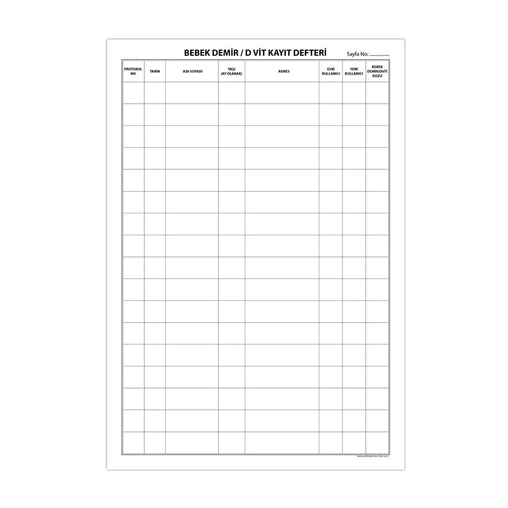 Bebek Demir -D Vitamini Kayıt Defteri | Medikaliste