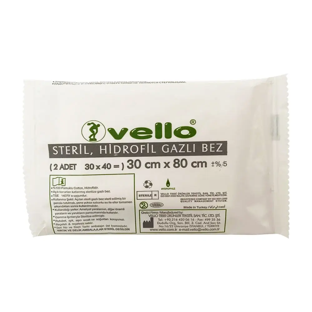 Vello Hidrofil Steril Gazlı Bez 30cm*80cm | Medikaliste