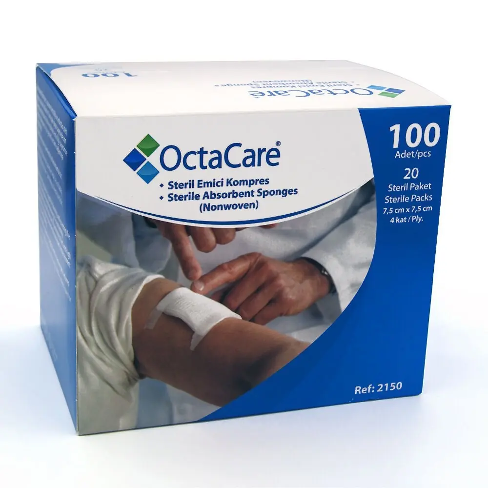 Octacare 7,5 cm*7,5 cm Steril Emici Kompres 100'lü | Medikaliste